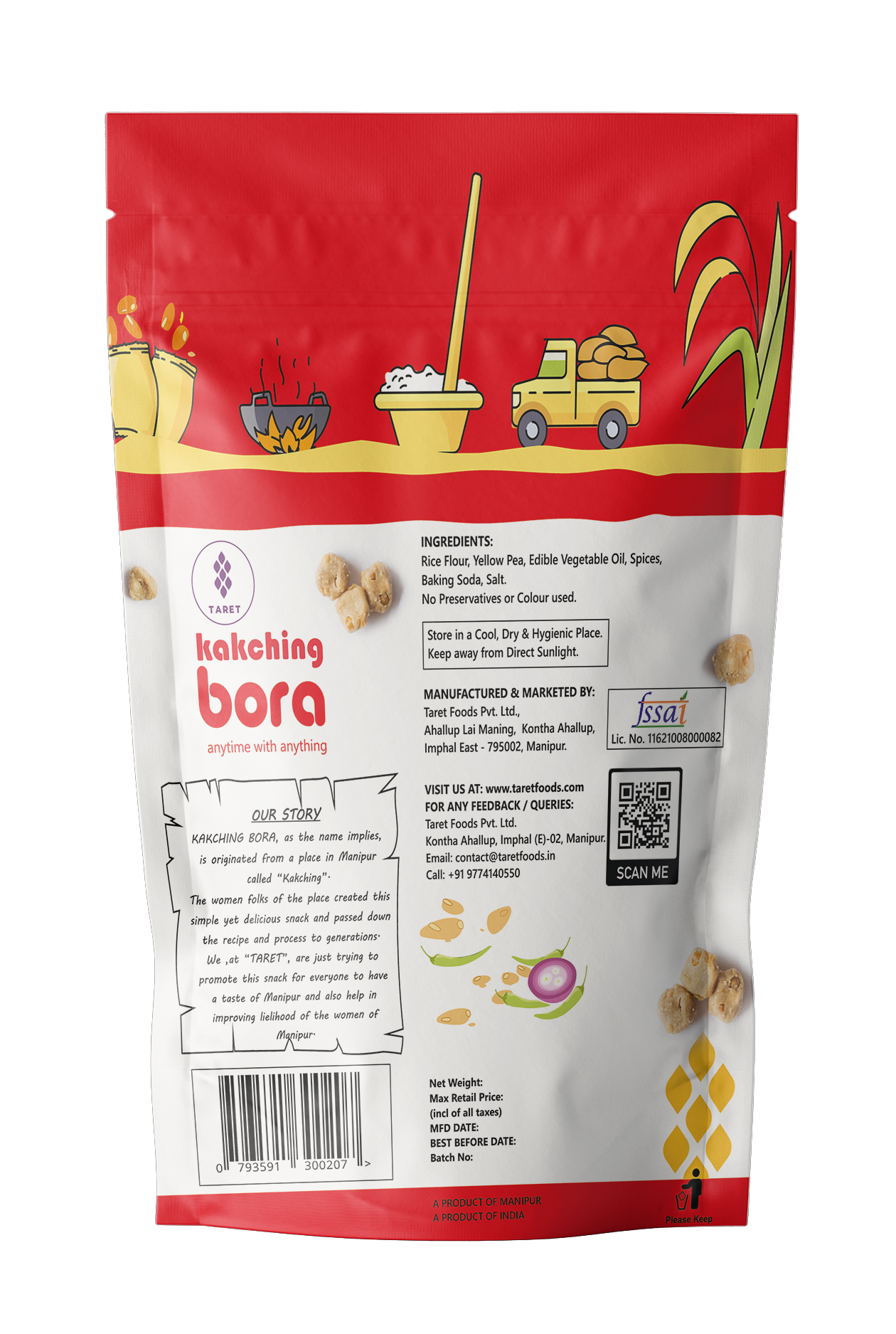 Taret Kakching Bora Spicy | Manipuri Rice Snack | Taret Foods